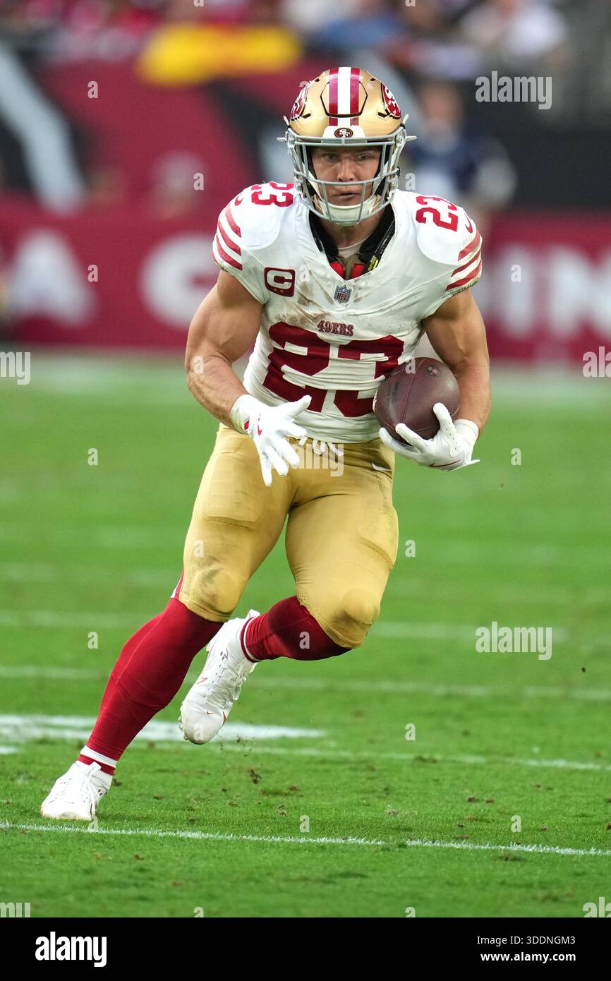 San Francisco 49ers running back Christian McCaffrey (23) against the ...