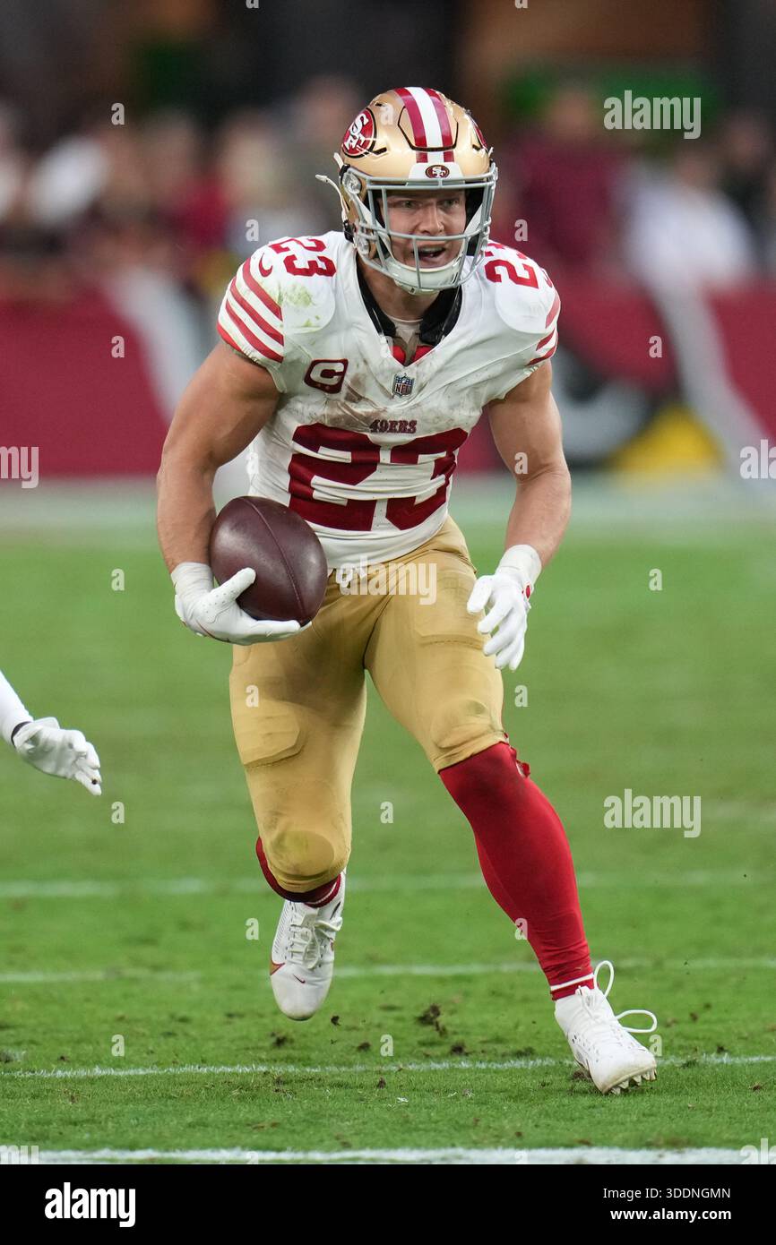 San Francisco 49ers running back Christian McCaffrey (23) against the ...