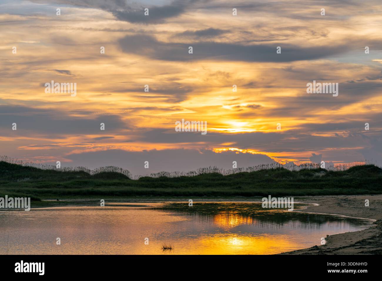 Sunrise Reflecting off Tidal Marsh on Hatteras Island in the Outer ...