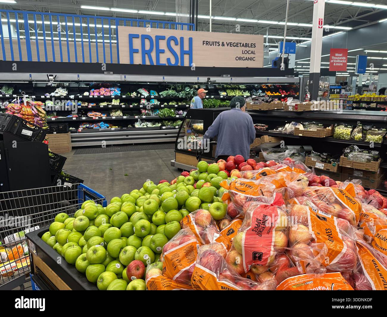 General view of Walmart fruits and vegetables to include signage at the ...