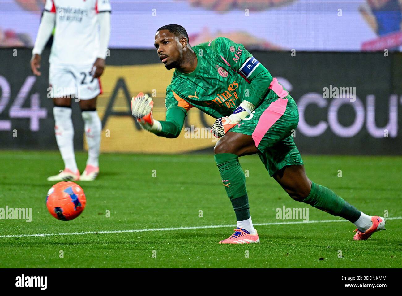 AC Milan's Mike Maignan in action during the Serie A soccer match ...
