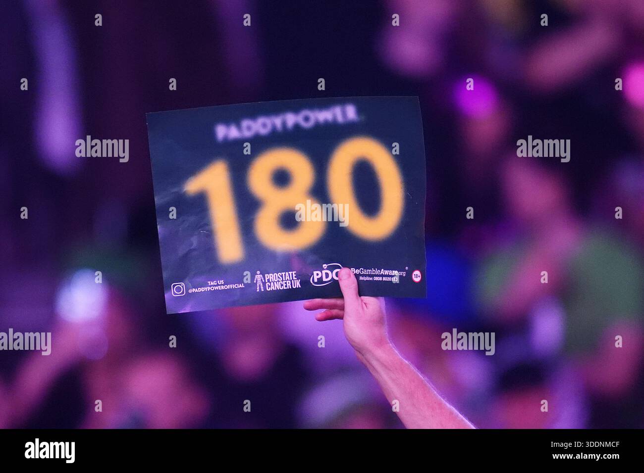 A blurred Paddy Power 180 banner on day nineteen of the Paddy Power ...