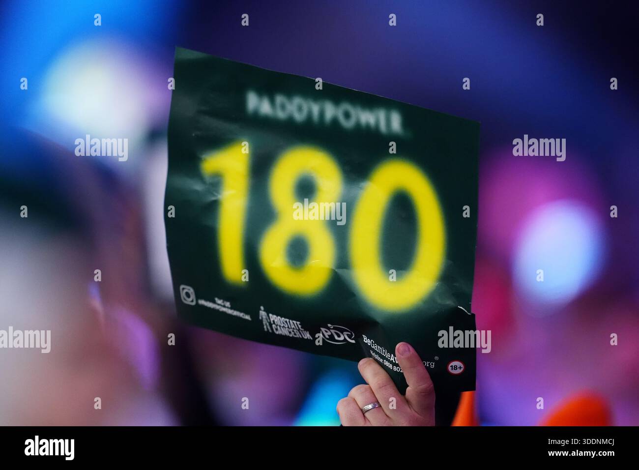 A blurred Paddy Power 180 banner on day nineteen of the Paddy Power ...
