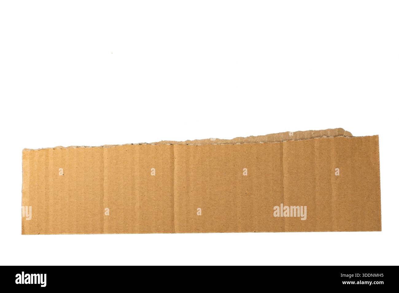Horizontal corrugated cardboard strip isolated on white, natural kraft ...