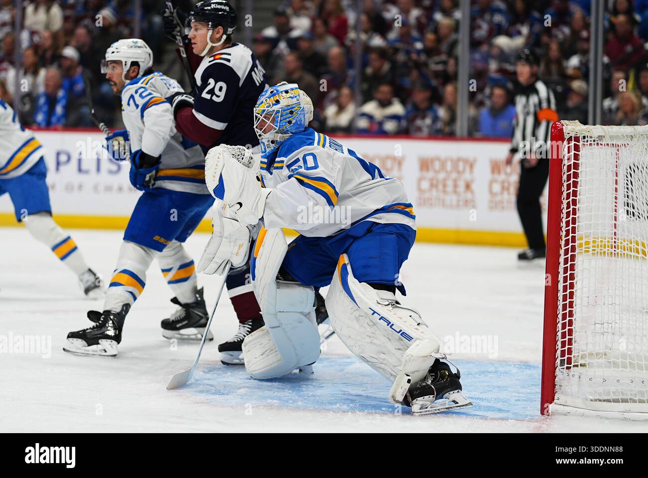 St. Louis Blues goaltender Jordan Binnington (50) in the first period ...