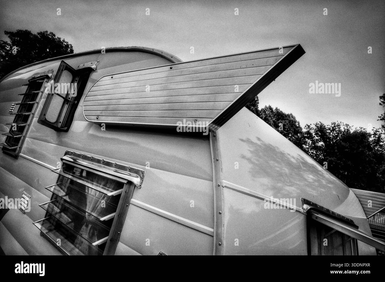 Vintage camping trailer in Black and White Stock Photos & Images - Alamy