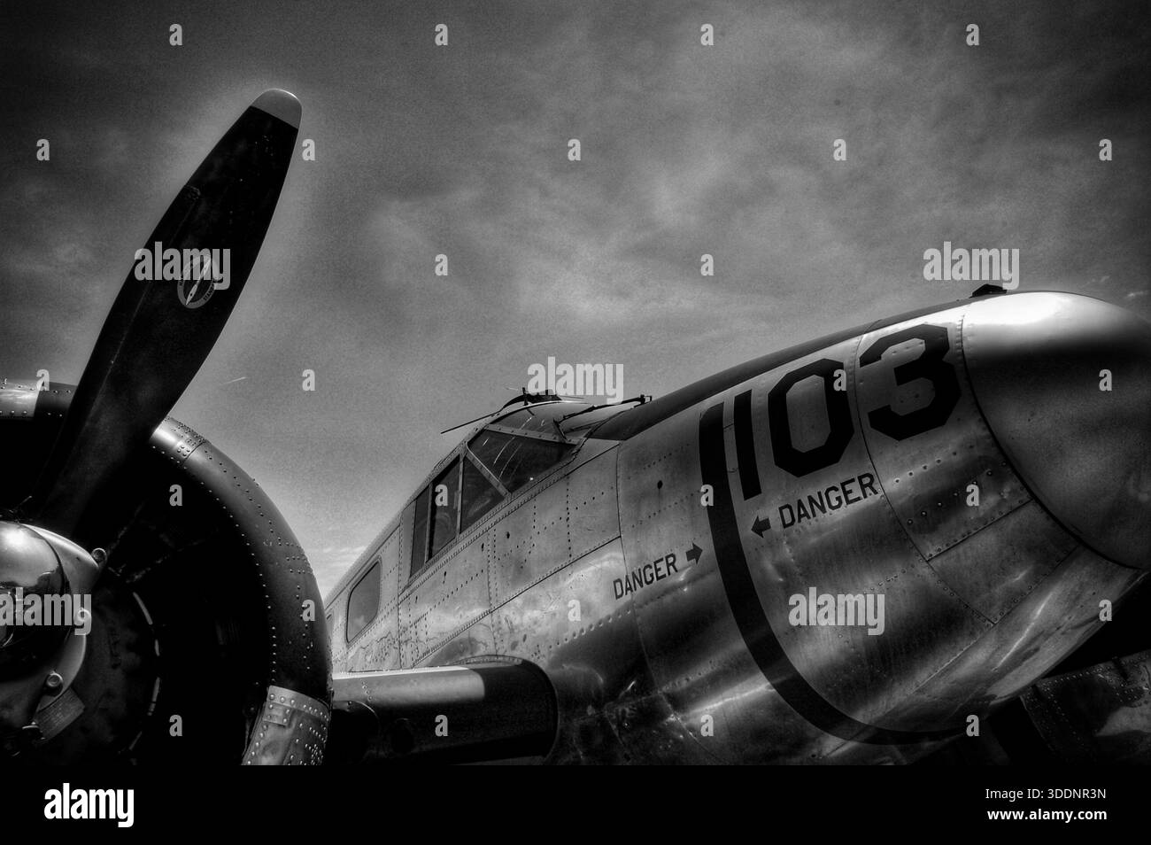 Historical propeller transport aircraft Black and White Stock Photos ...