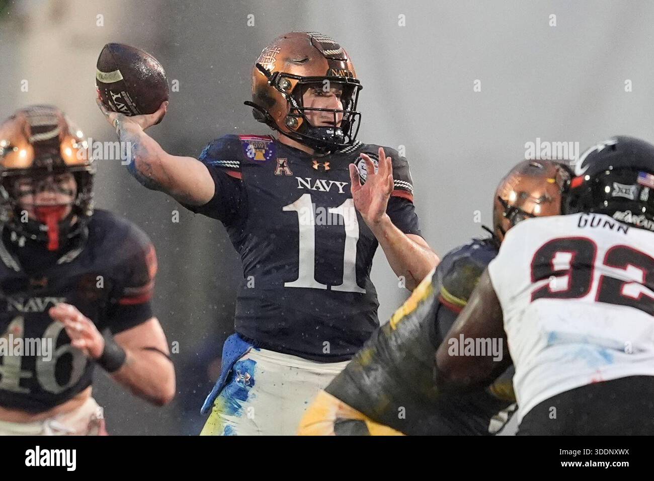 Navy quarterback Blake Horvath (11) looks to throw a pass during the ...