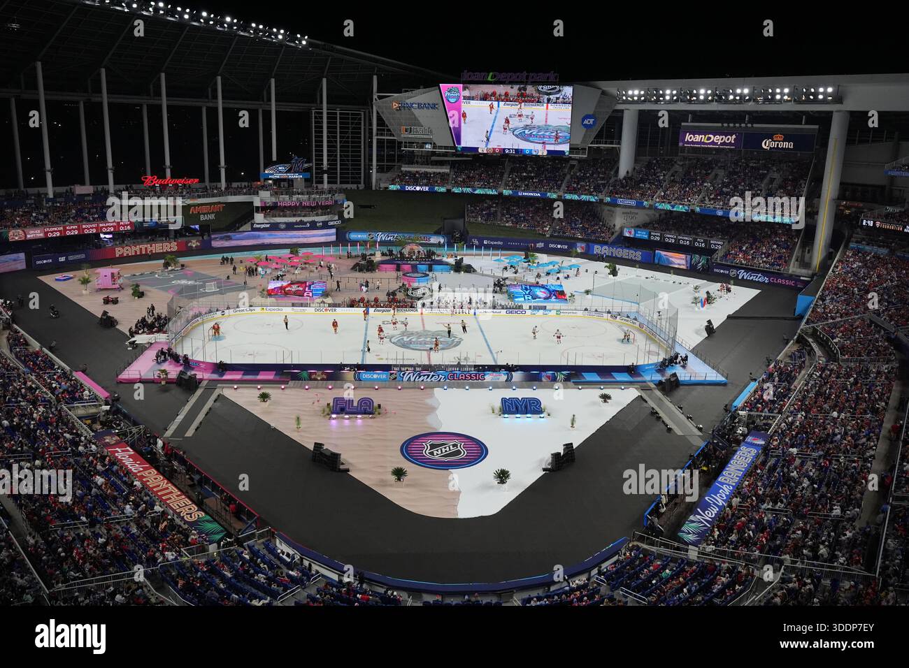 The Florida Panthers and New York Rangers play during the second period ...