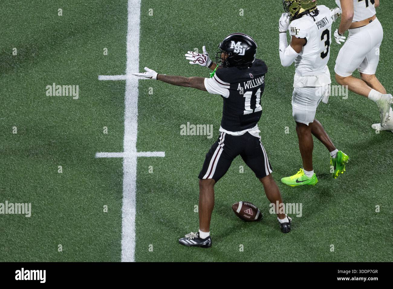 Mississippi State wide receiver Ayden Williams (11) celebrates a first ...