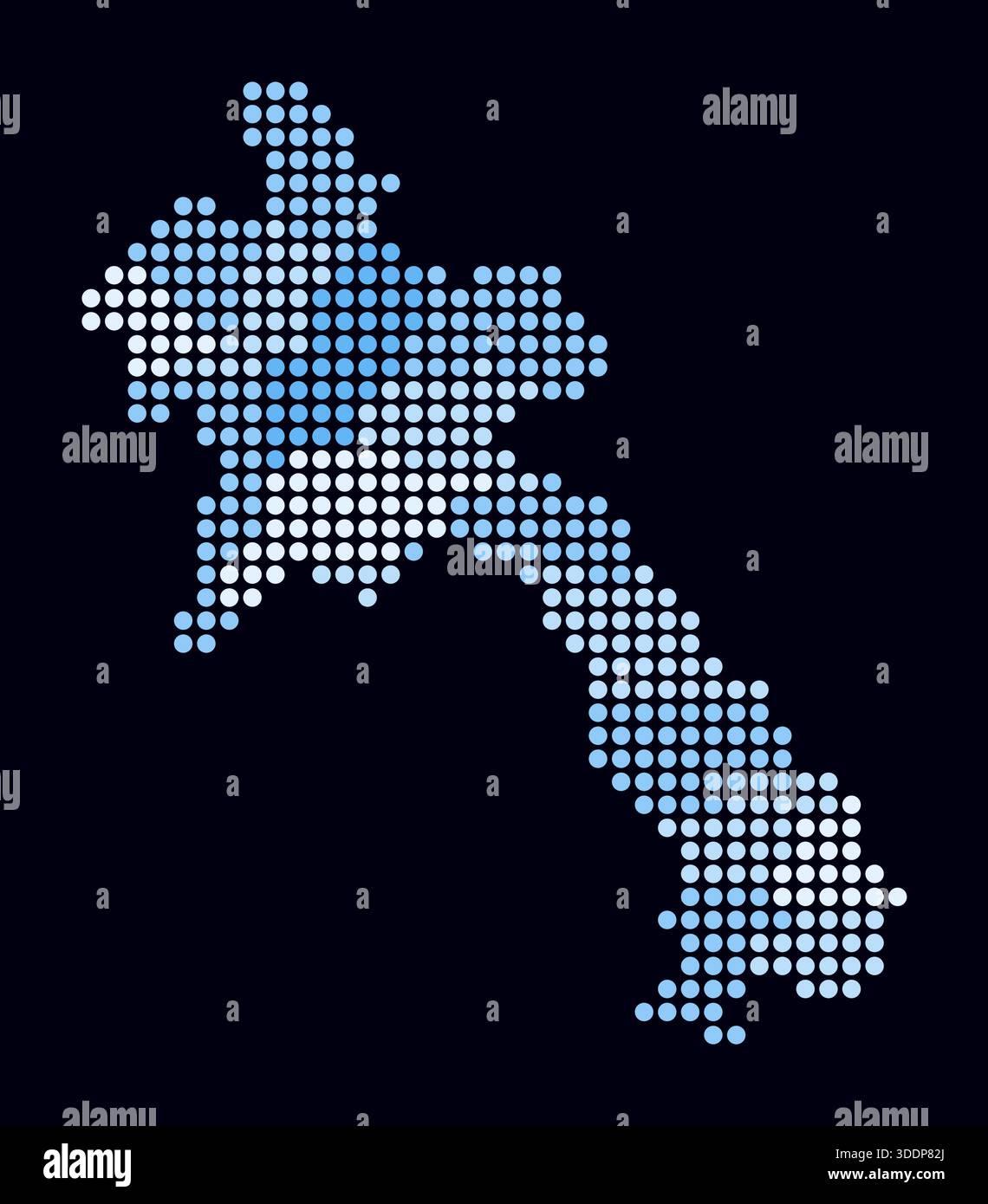 Laos dotted map. Digital style map of the country on a dark background ...