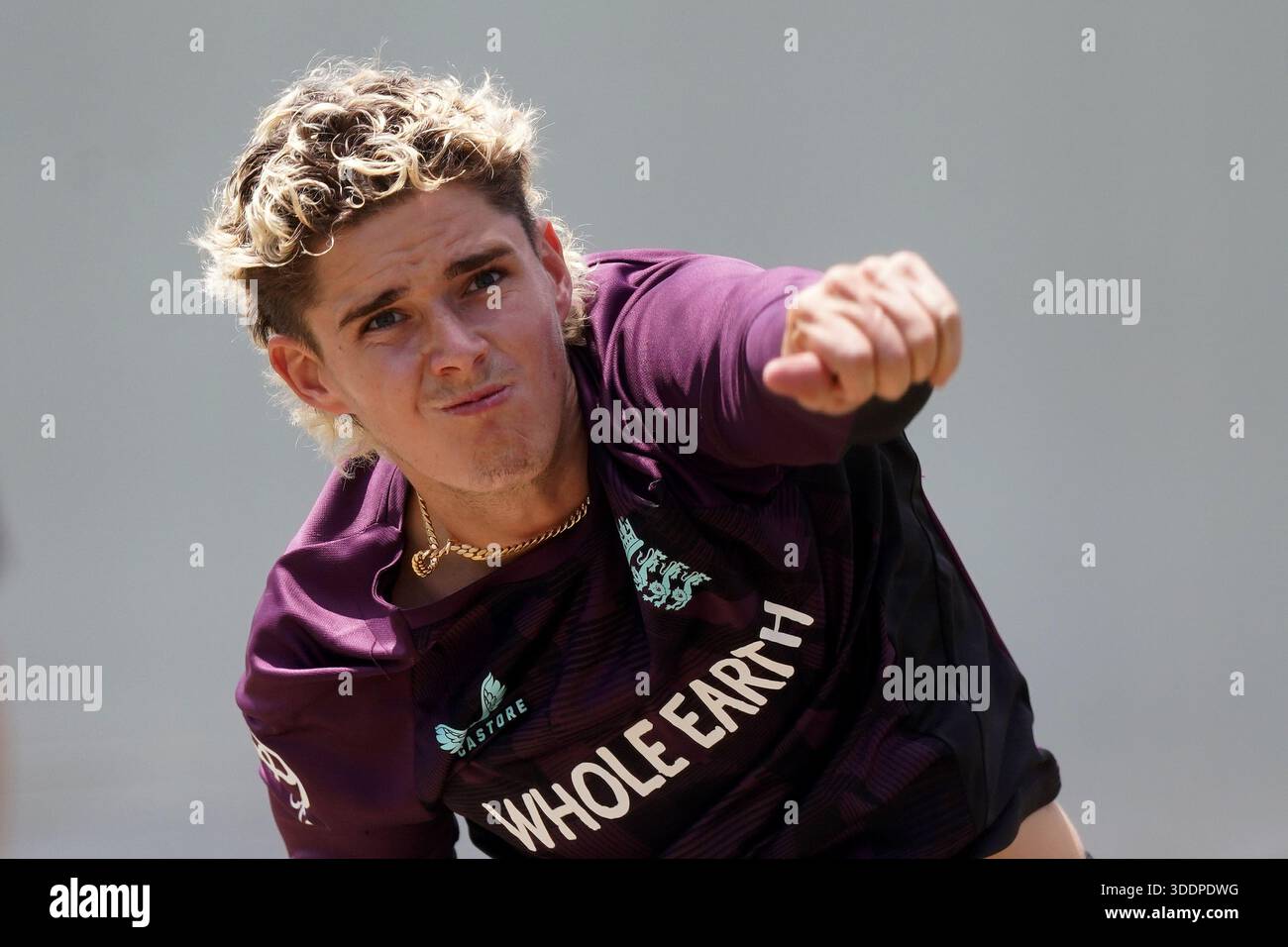 England’s Jacob Bethell bowls during a nets session at the Sydney ...