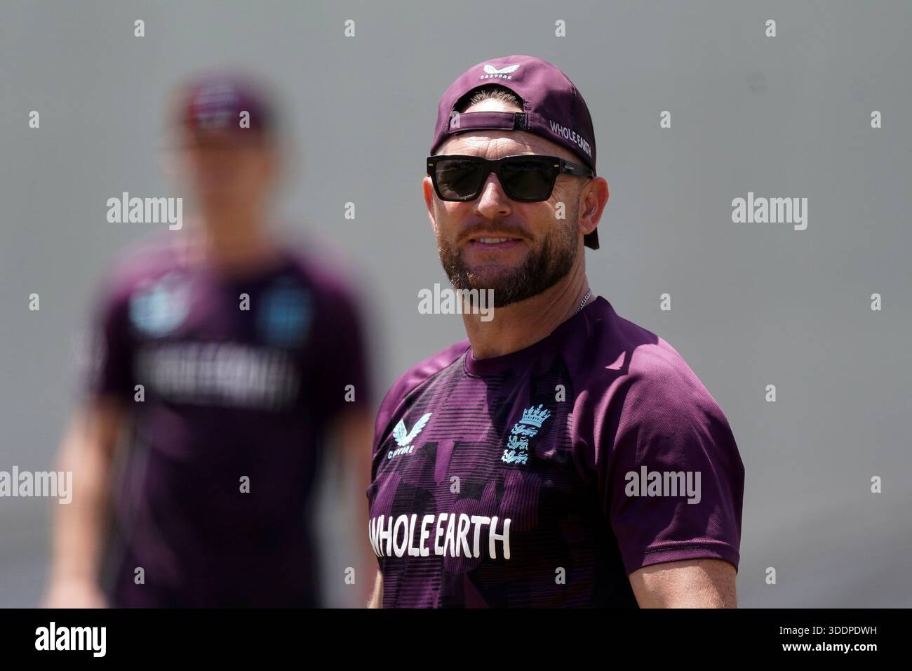 England head coach Brendan McCullum looks on during a nets session at ...