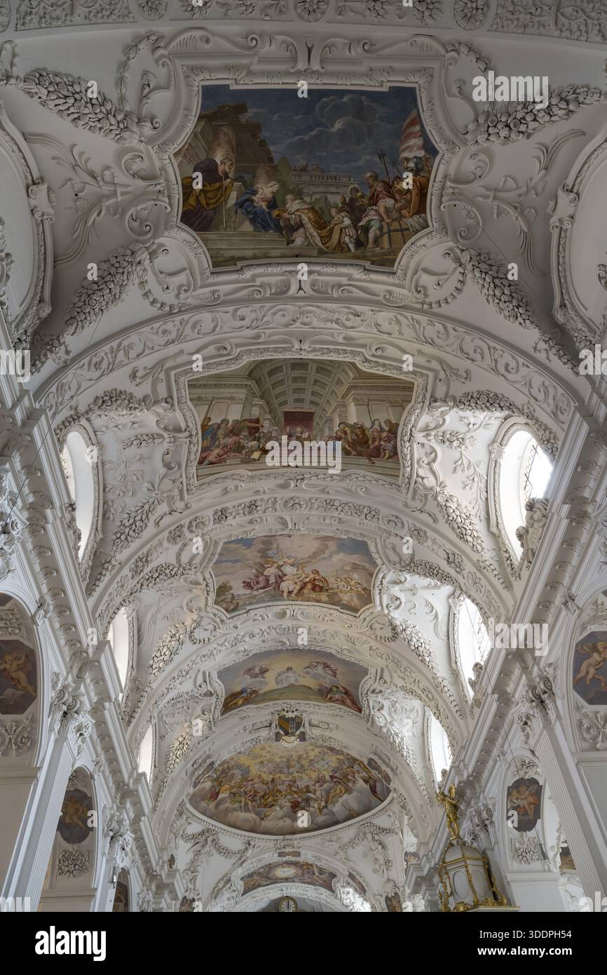 Vaulted ceiling with frescoes, baroque, parish church of St. Quirinus ...