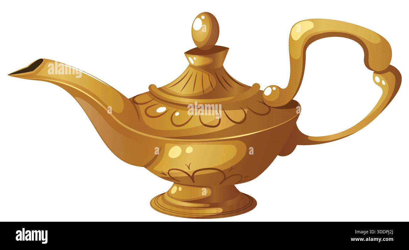 Golden Arabian Oil Lamp (Chirag), representing Mythical Genie Wish ...