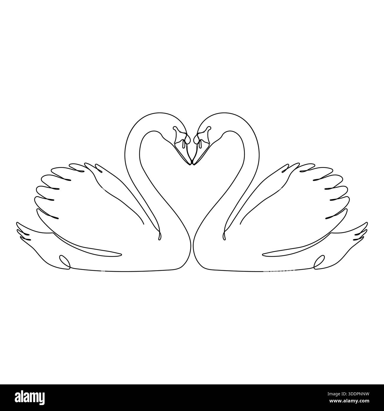 Continuous line heart love Cut Out Stock Images & Pictures - Alamy