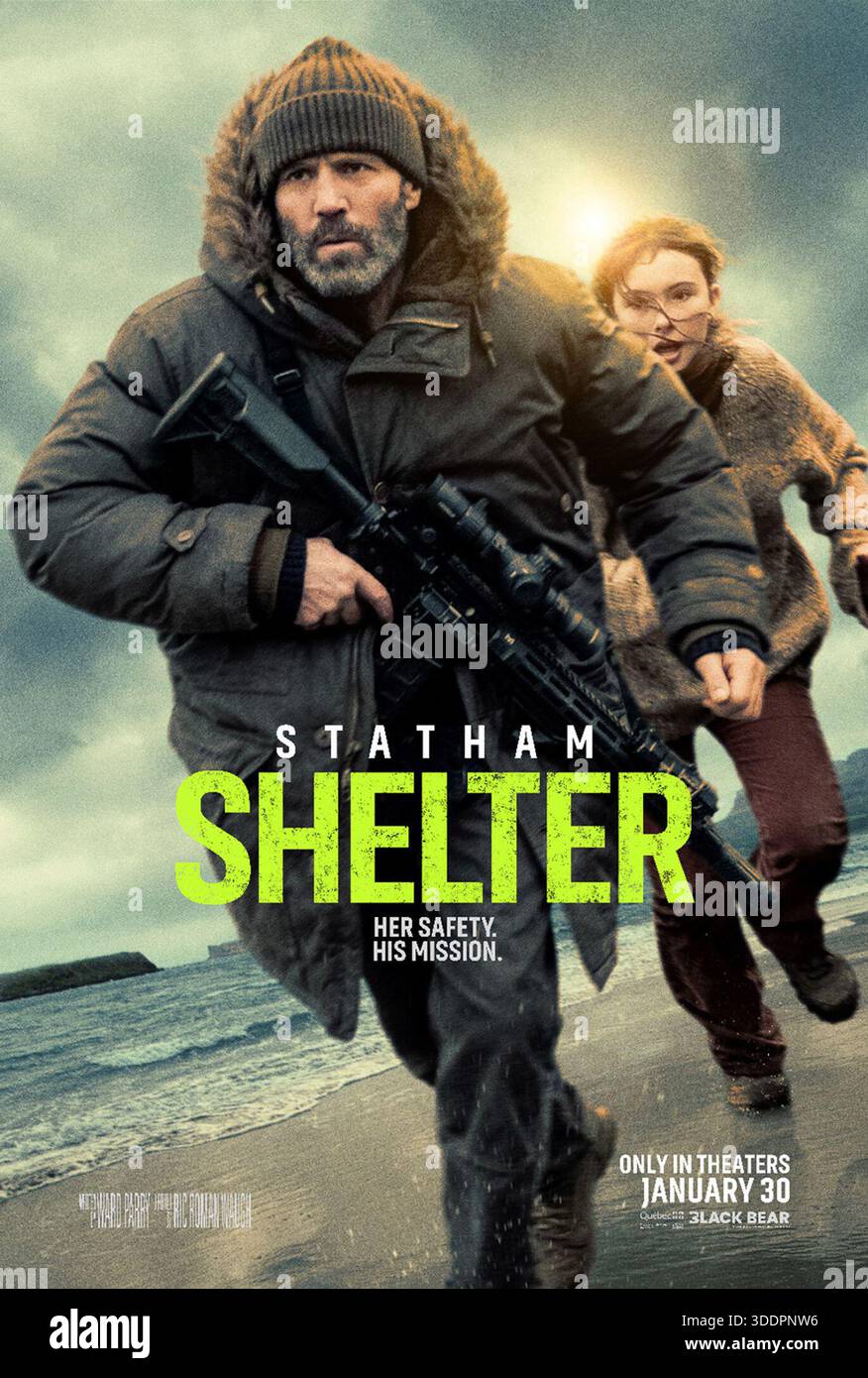 Shelter movie poster Jason Statham & Bodhi Rae Breathnach Stock Photo ...
