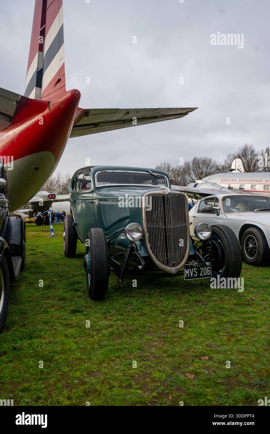 Classic cars gathered at the 2026 Brooklands Museum New Years Day event ...