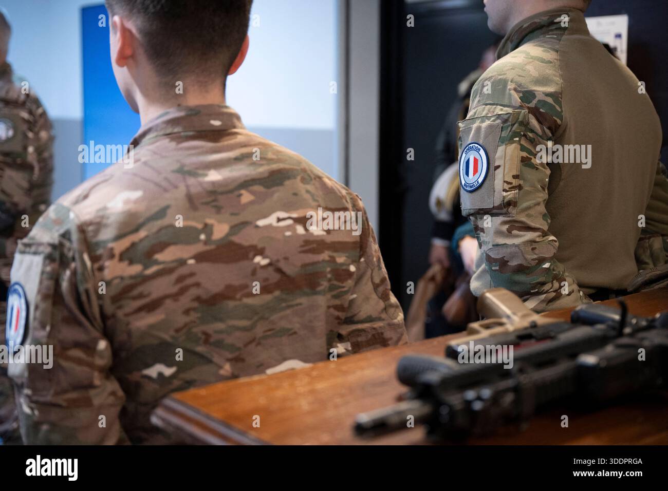 This photo shows a French army soldier during a Sentinelle mission in ...