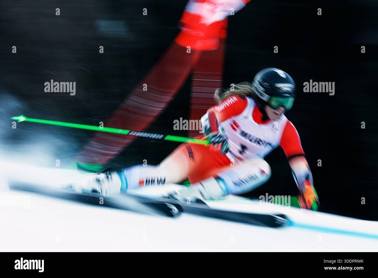 Switzerland's Camille Rast speeds down the course during an alpine ski ...