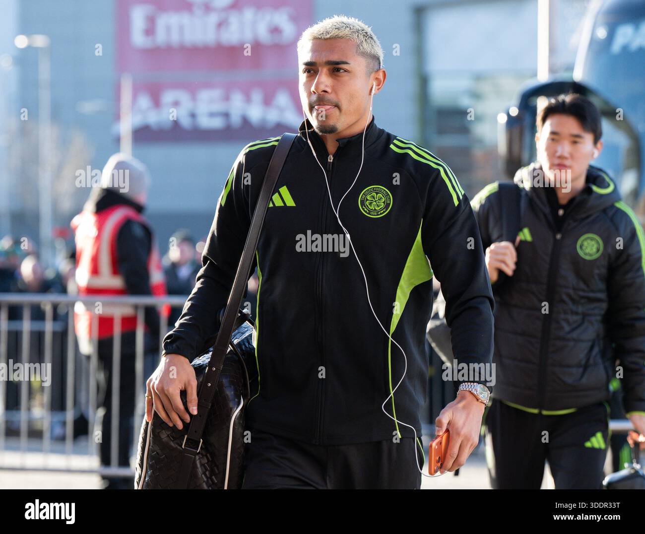 GLASGOW, SCOTLAND - JANUARY 03: Celtic’s Julian Araujo arrives before a ...
