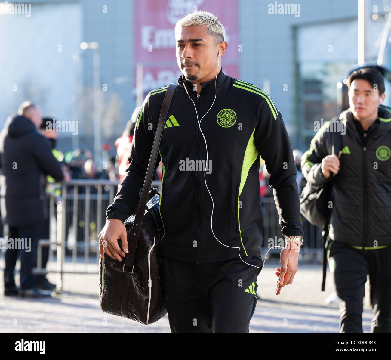 GLASGOW, SCOTLAND - JANUARY 03: Celtic’s Julian Araujo arrives before a ...