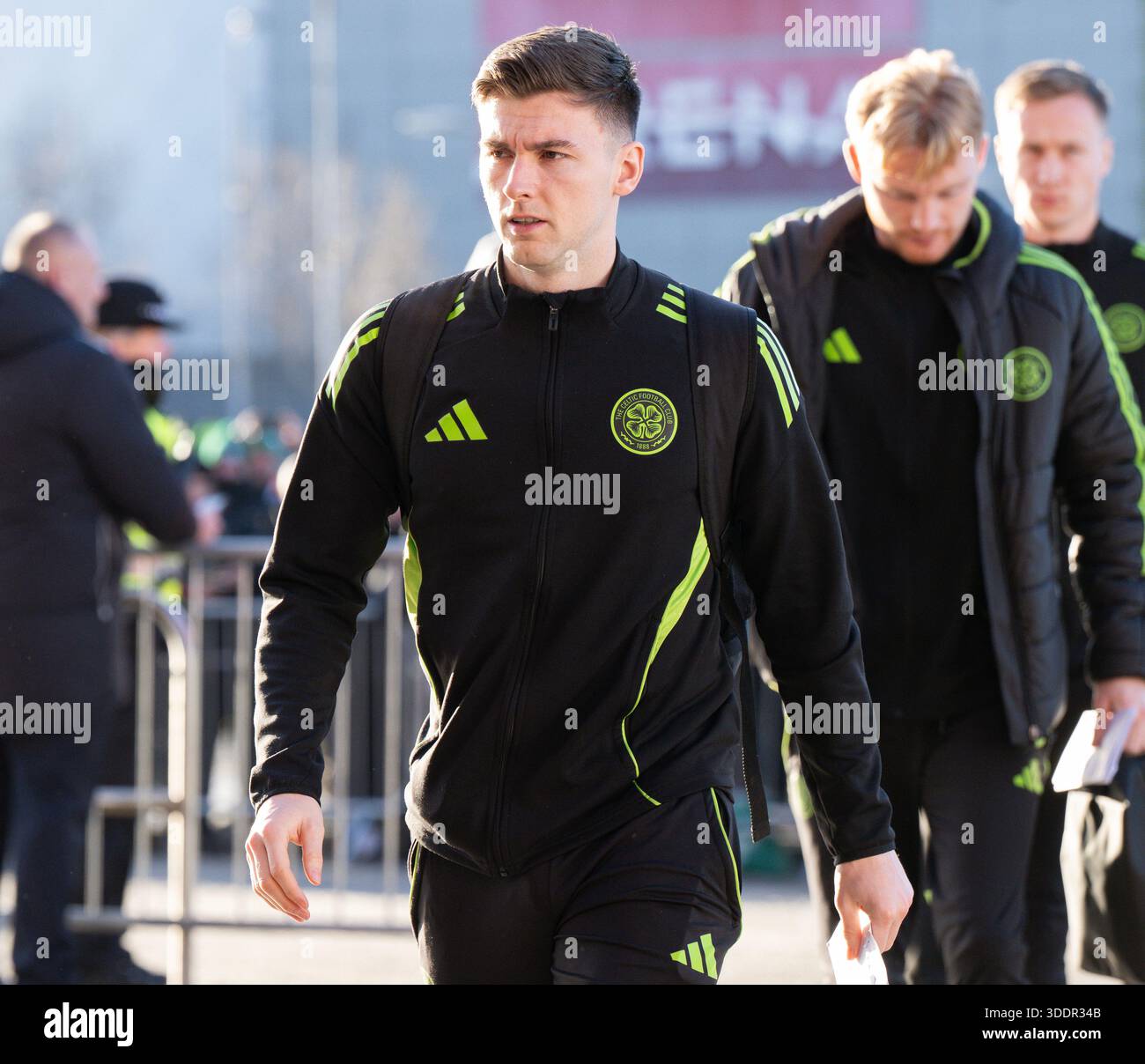 GLASGOW, SCOTLAND - JANUARY 03: Celtic’s Kieran Tierney arrives before ...