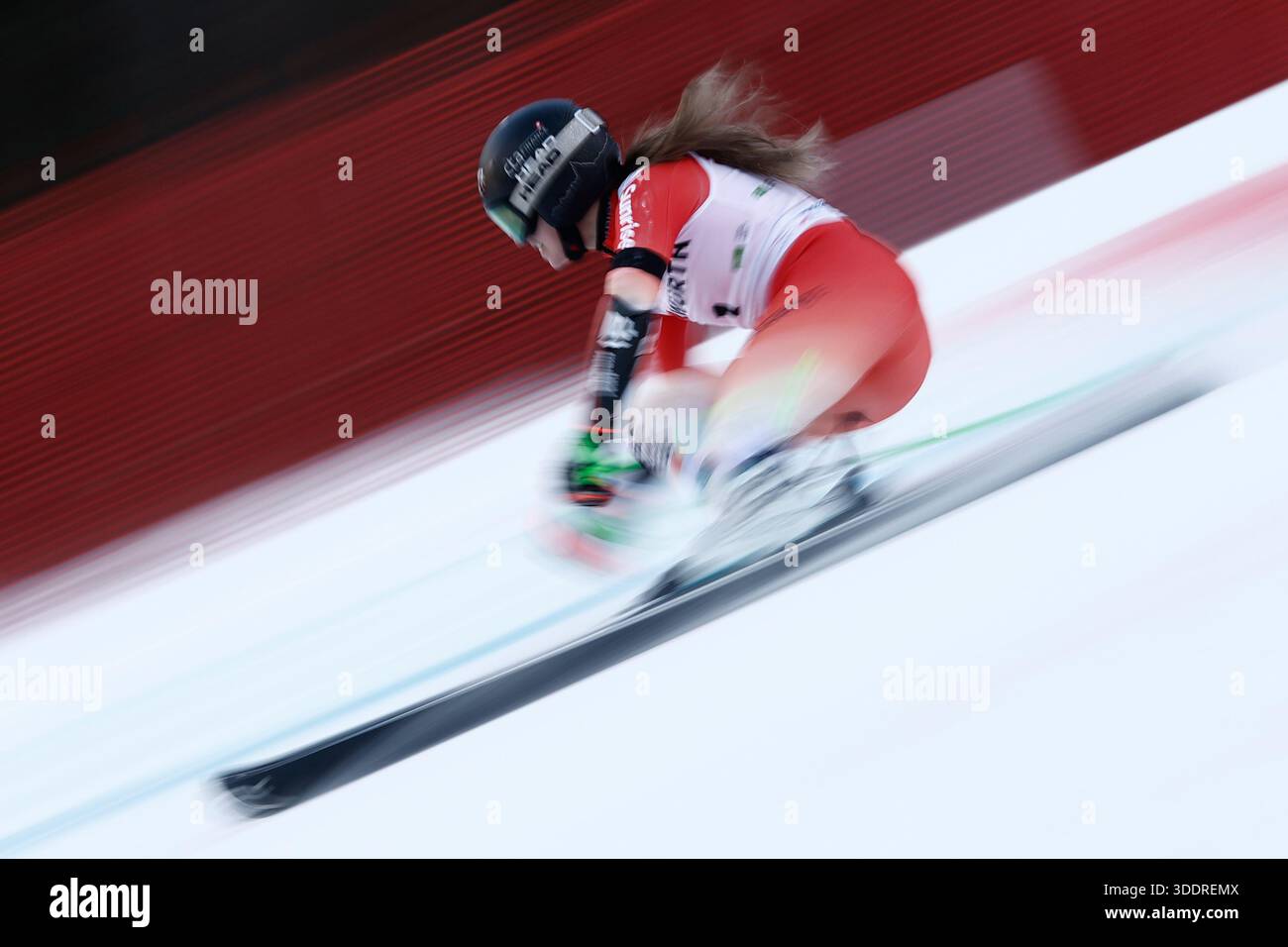 Switzerland's Camille Rast speeds down the course on her way to win an ...