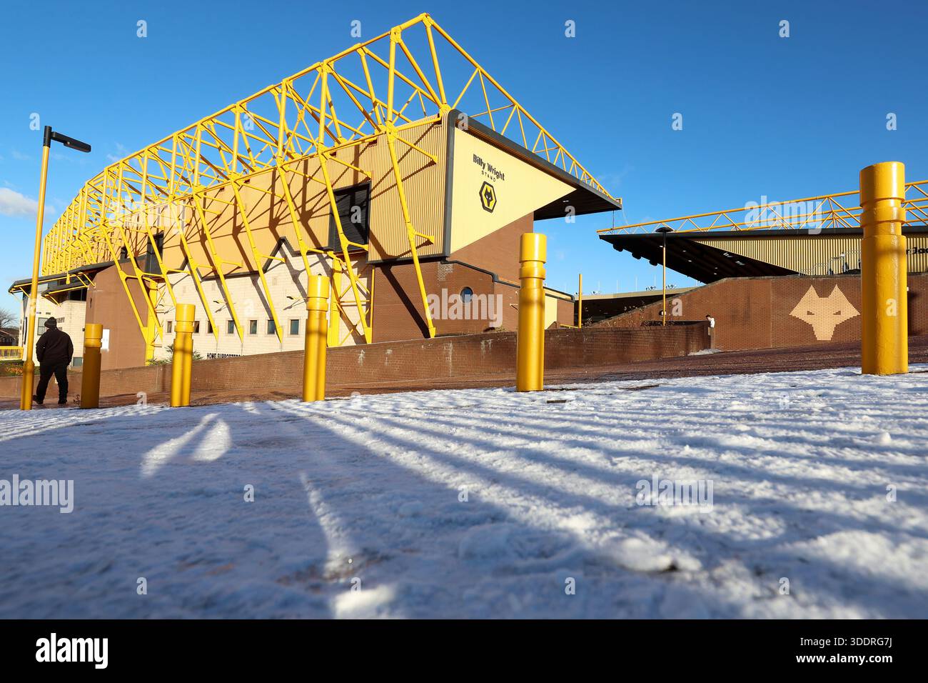 Snow on the floor outside the stadium ahead of the Premier League match ...