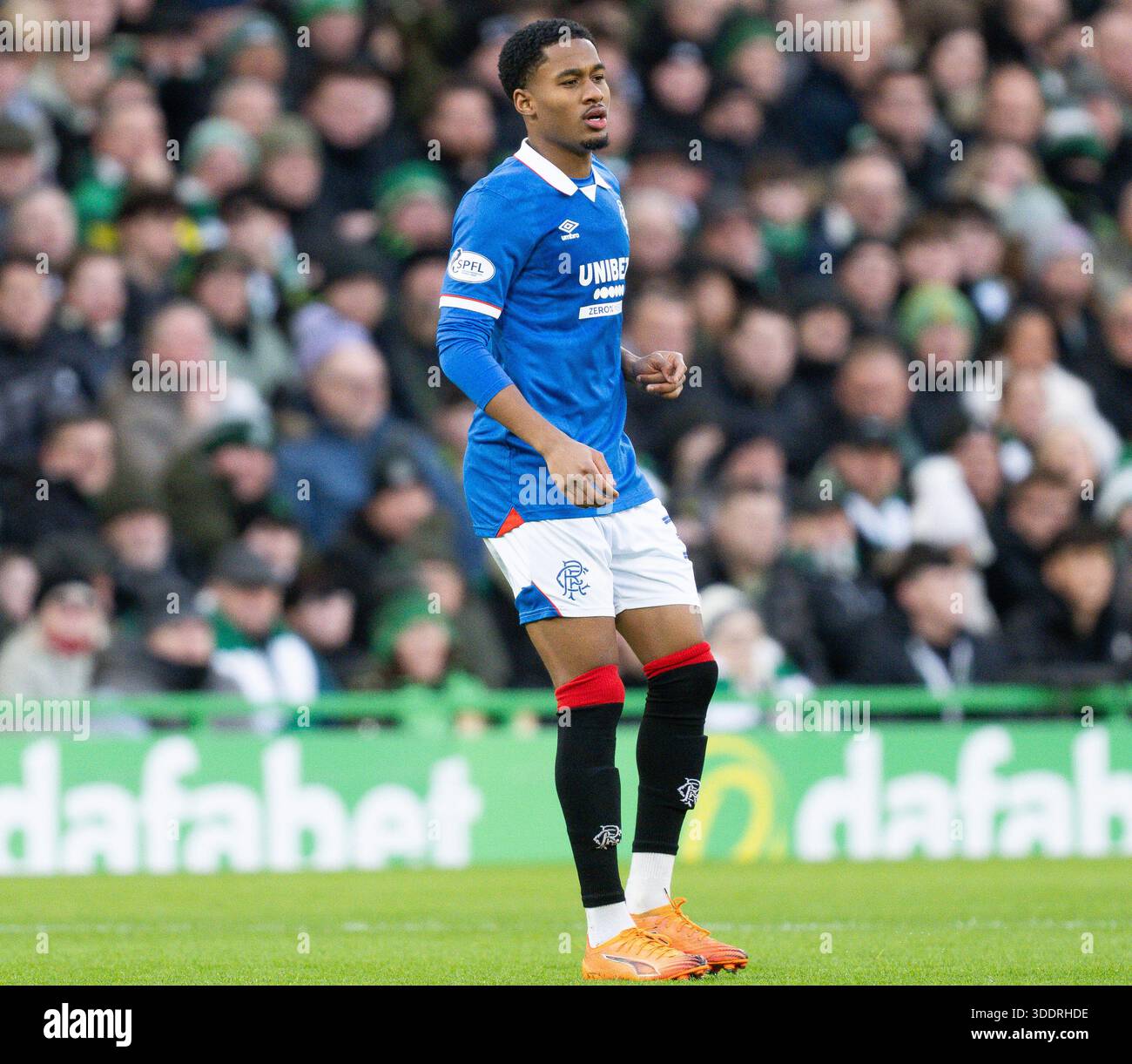 GLASGOW, SCOTLAND - JANUARY 03: Rangers' Jayden Meghoma in action ...