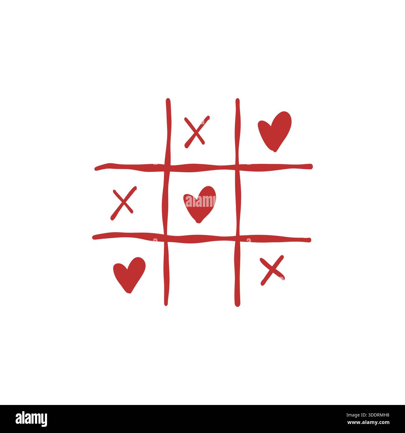 Valentines Day illustration of a tic-tac-toe game with hearts. Vector ...