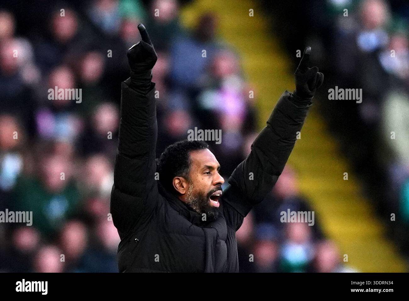 Celtic manager Wilfried Nancy reacts on the touchline during the ...