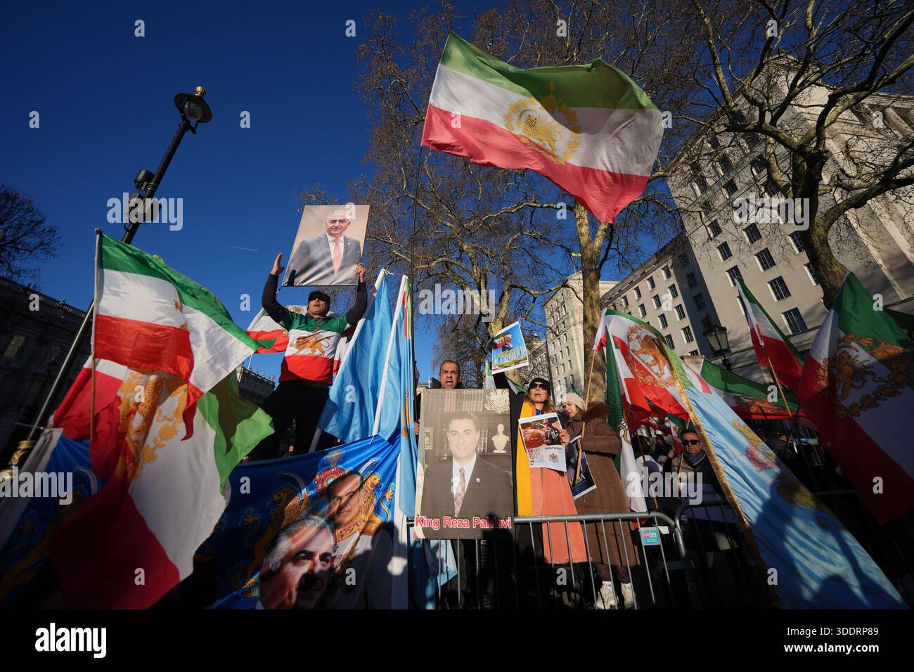 An anti-Iranian regime protest outside 1Downing Street, Whitehall ...