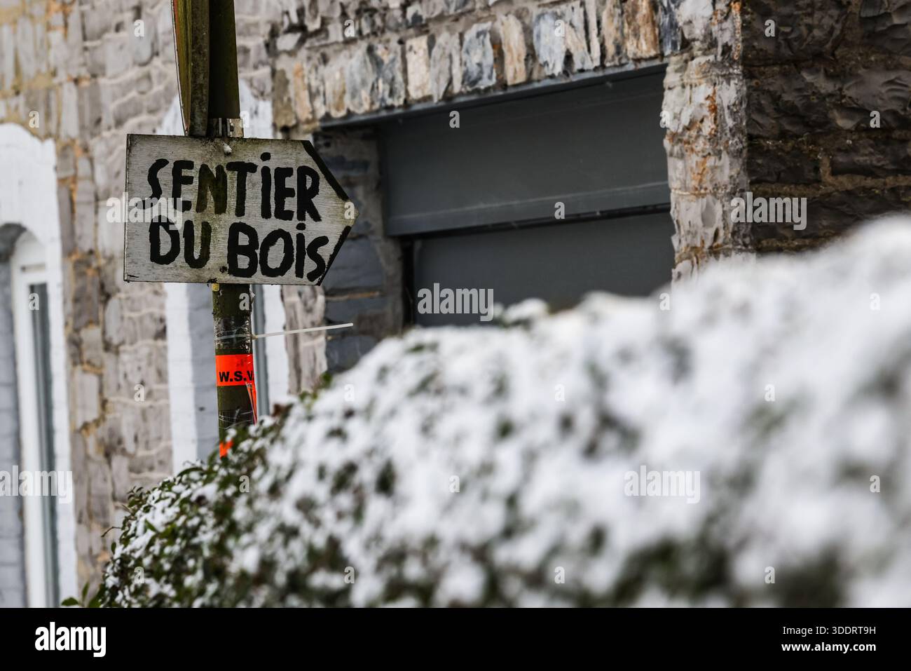 this picture shows a snowy landscape pictured in Boninne, Namur, on ...