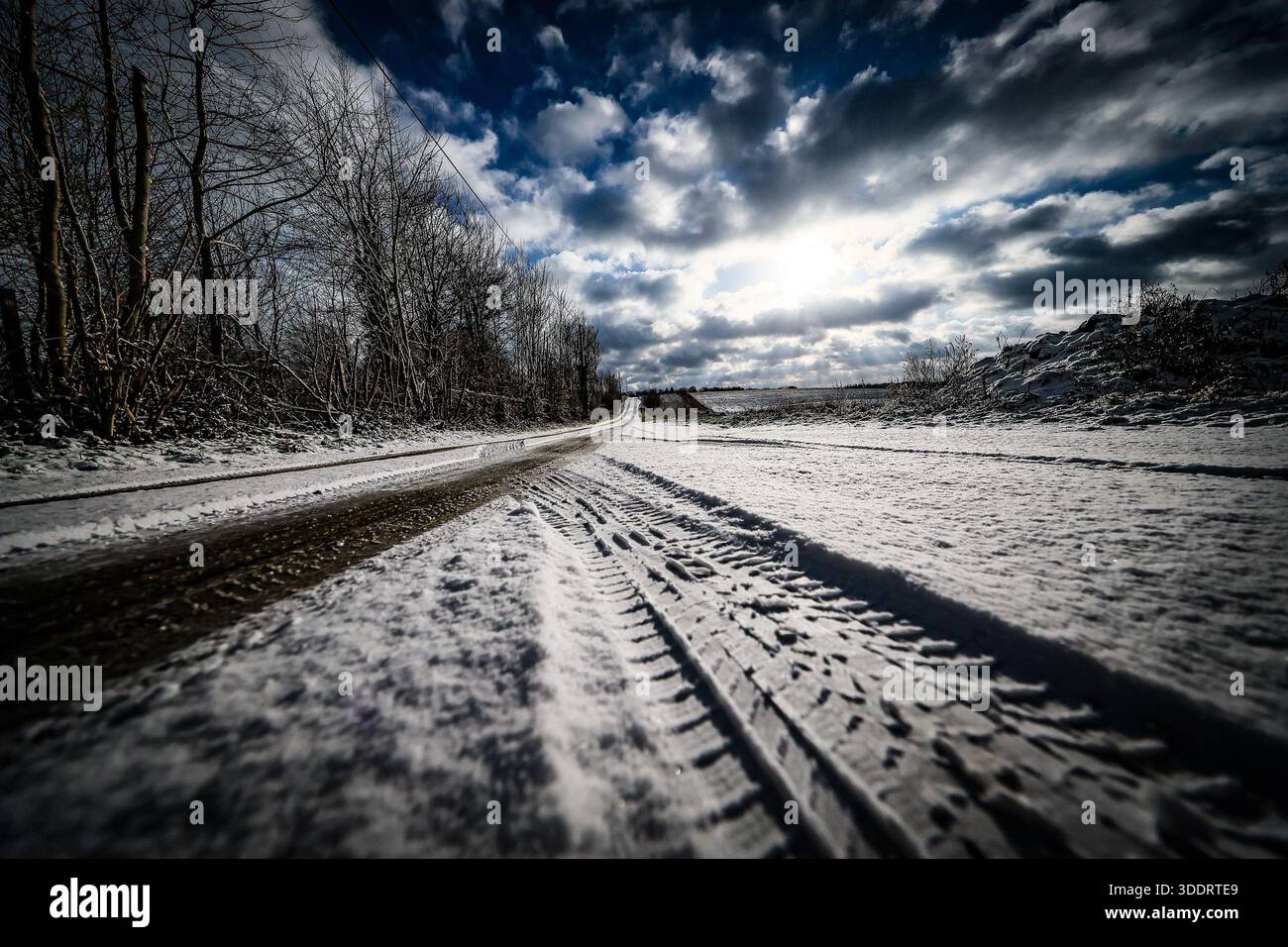 this picture shows a snowy landscape pictured in Boninne, Namur, on ...