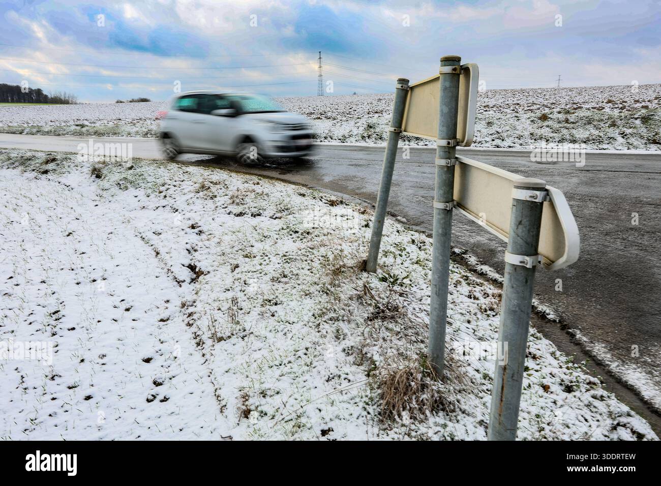 this picture shows a snowy landscape pictured in Boninne, Namur, on ...