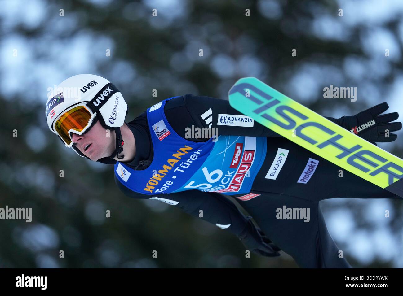 Kristoffer Eriksen Sundal, of Norway, soars through the air during his ...