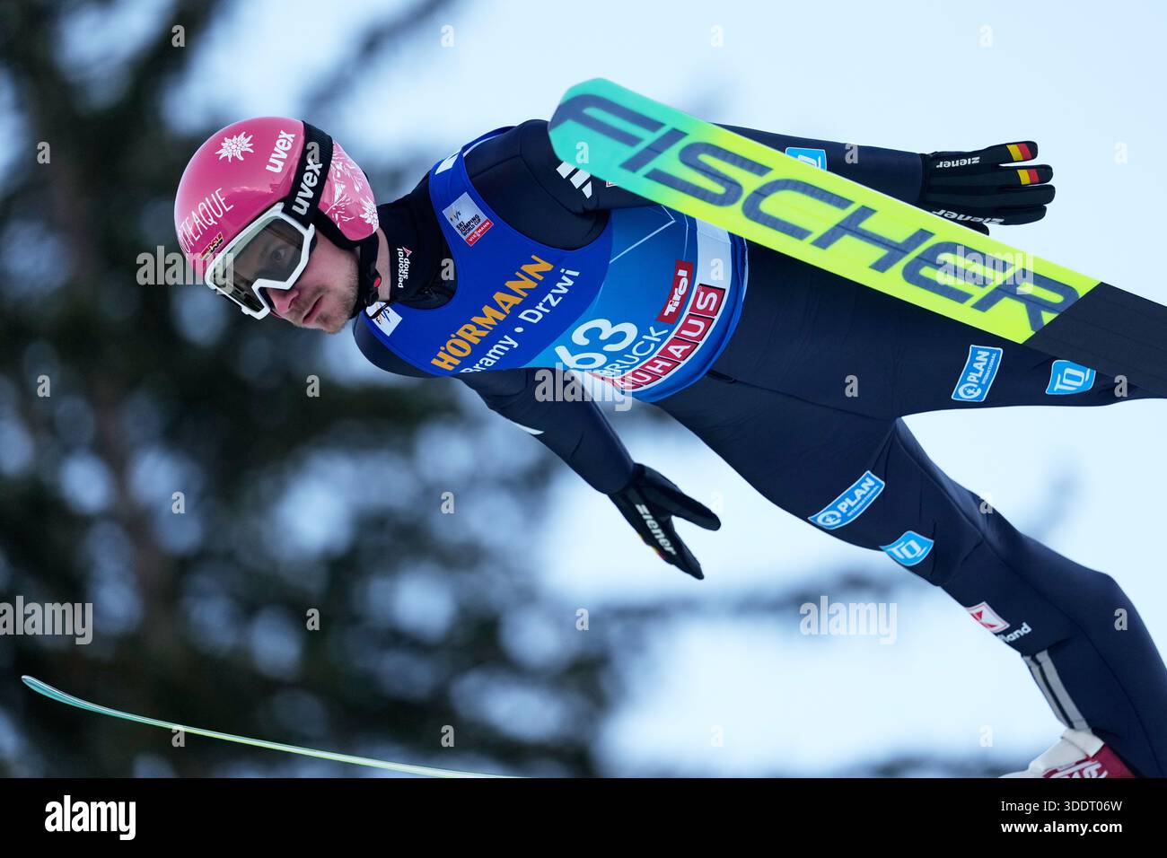 Felix Hoffmann, of Germany, soars through the air during his ...