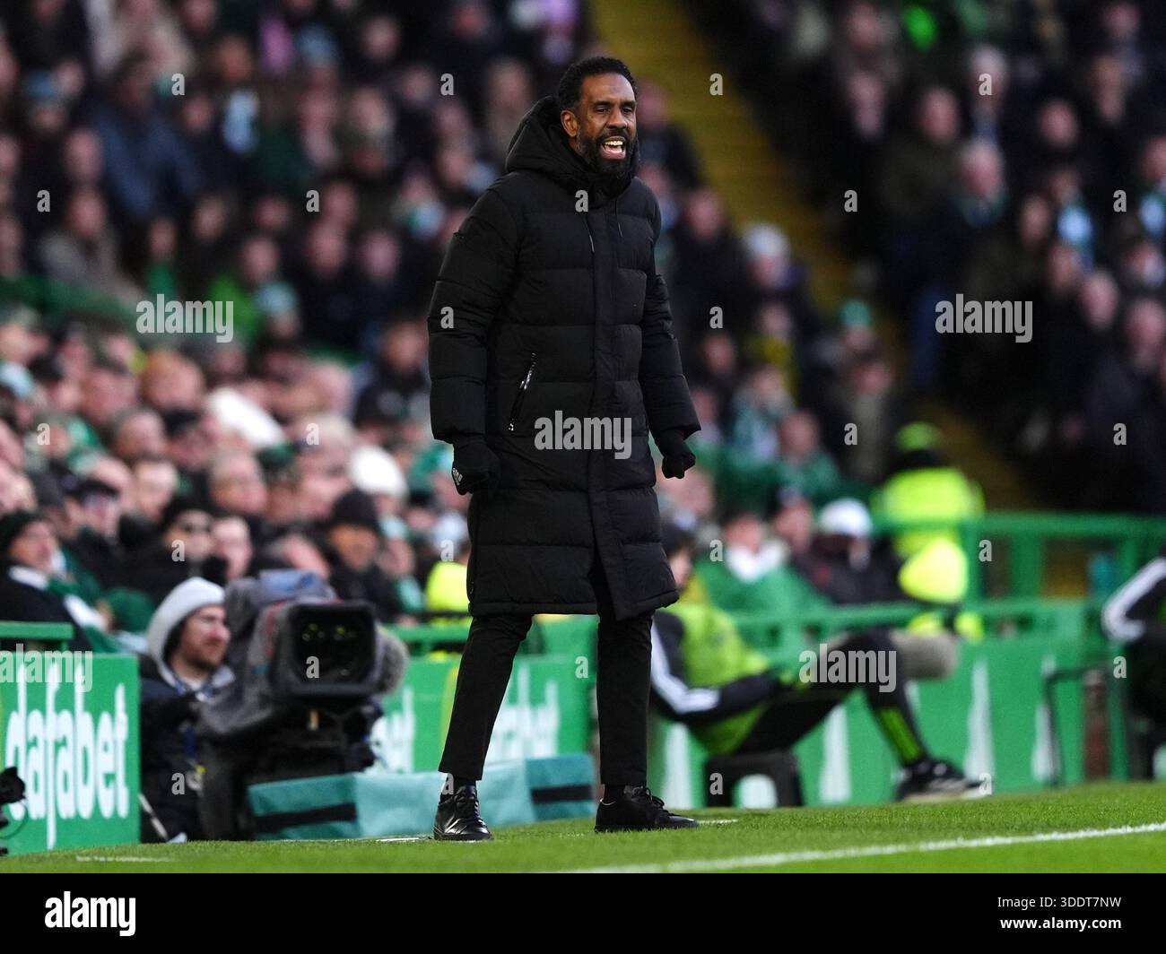 Celtic manager Wilfried Nancy reacts on the touchline during the ...