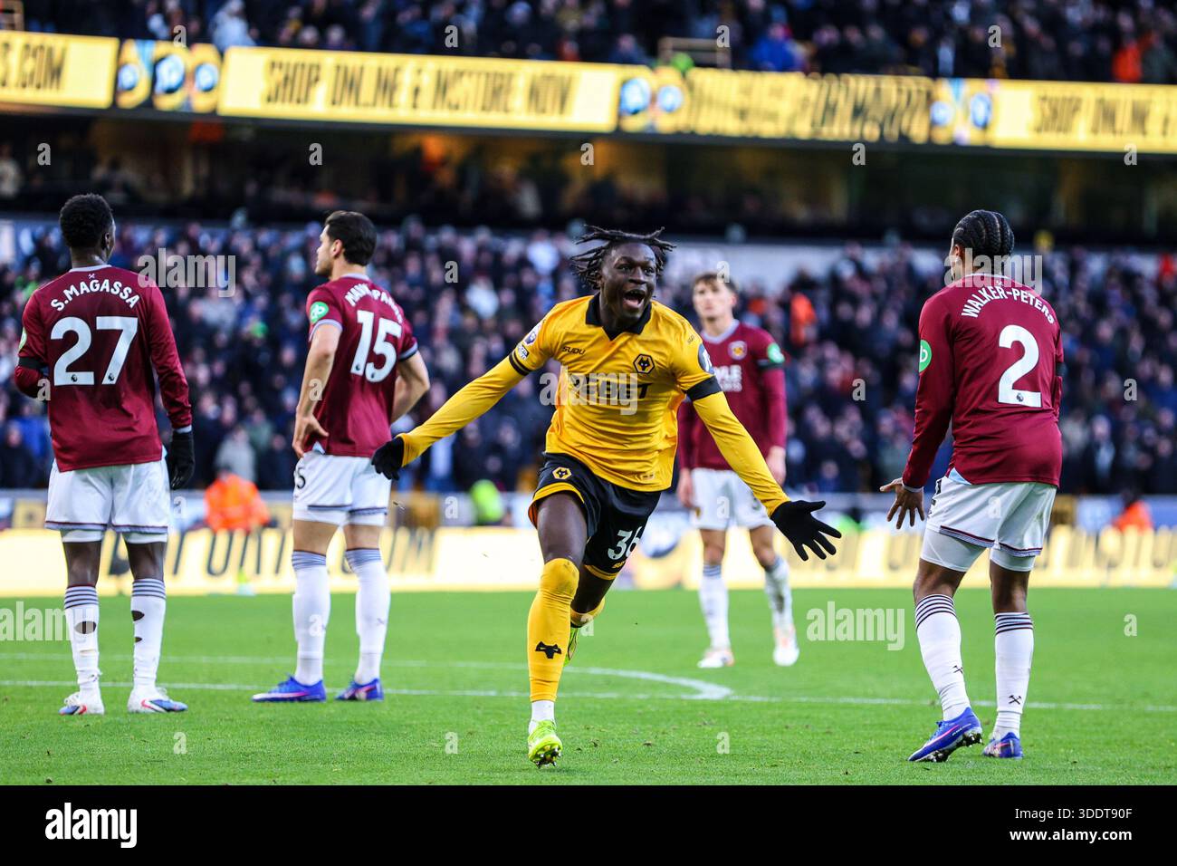 Mateus Mane (36 Wolves) celebrates scoring the third Wolves goal during ...