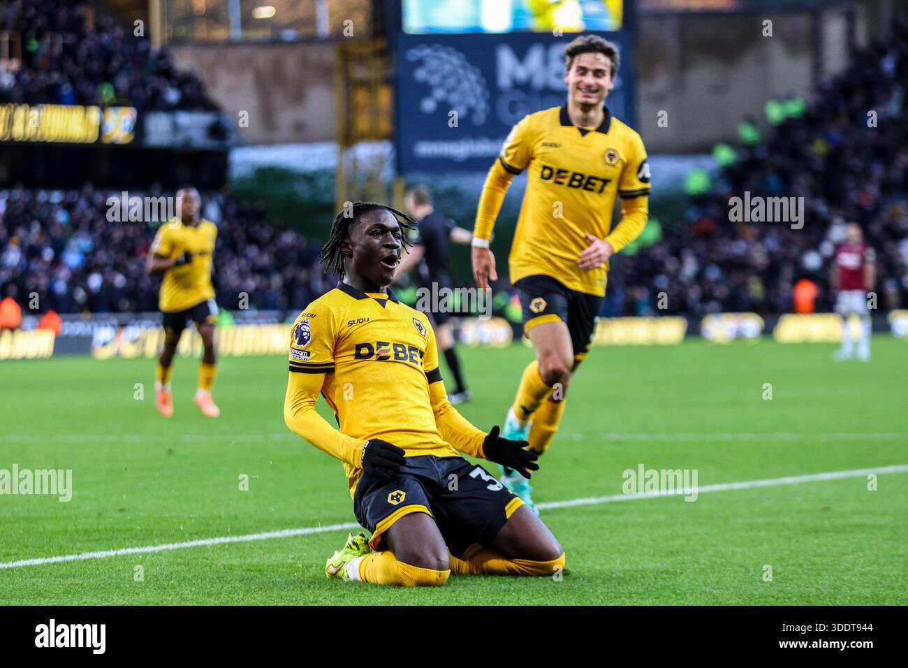 Mateus Mane (36 Wolves) celebrates scoring the third Wolves goal during ...