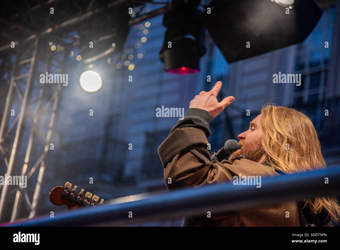 Musician Sam Ryder performs during the London New Year’s Day Parade ...