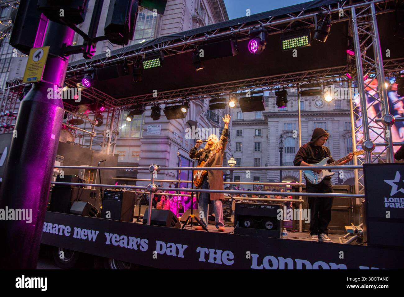Musician Sam Ryder performs during the London New Year’s Day Parade ...