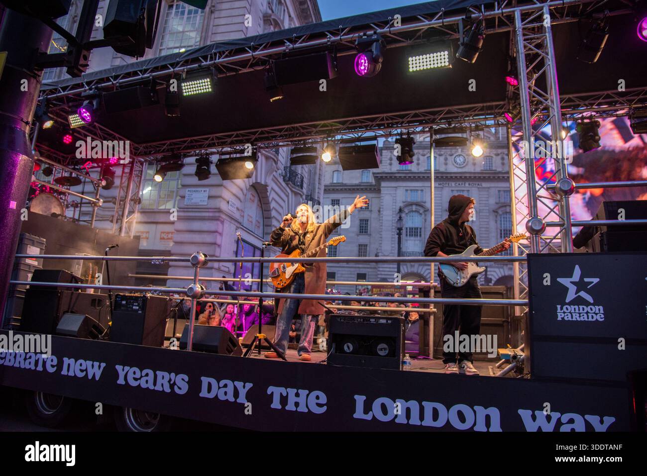 Musician Sam Ryder performs during the London New Year’s Day Parade ...