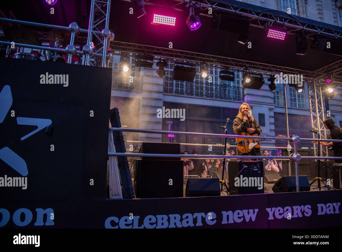 Musician Sam Ryder performs during the London New Year’s Day Parade ...