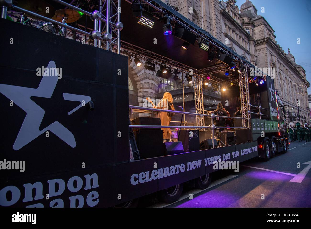 Musician Sam Ryder performs during the London New Year’s Day Parade ...