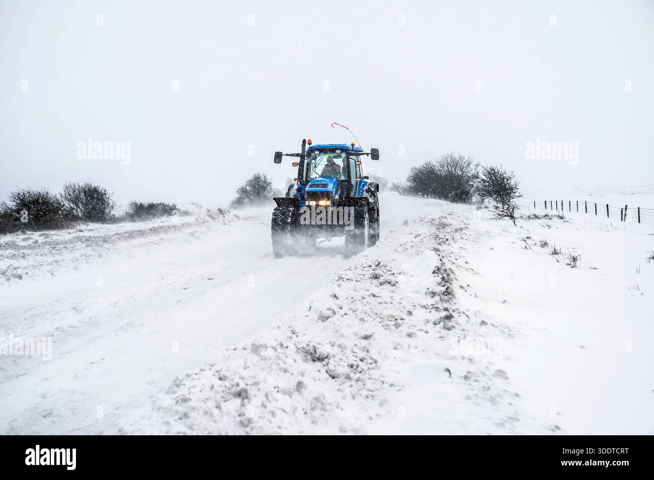 Traffic on the A171 between Whitby and Scarborough in a snow blizzard ...