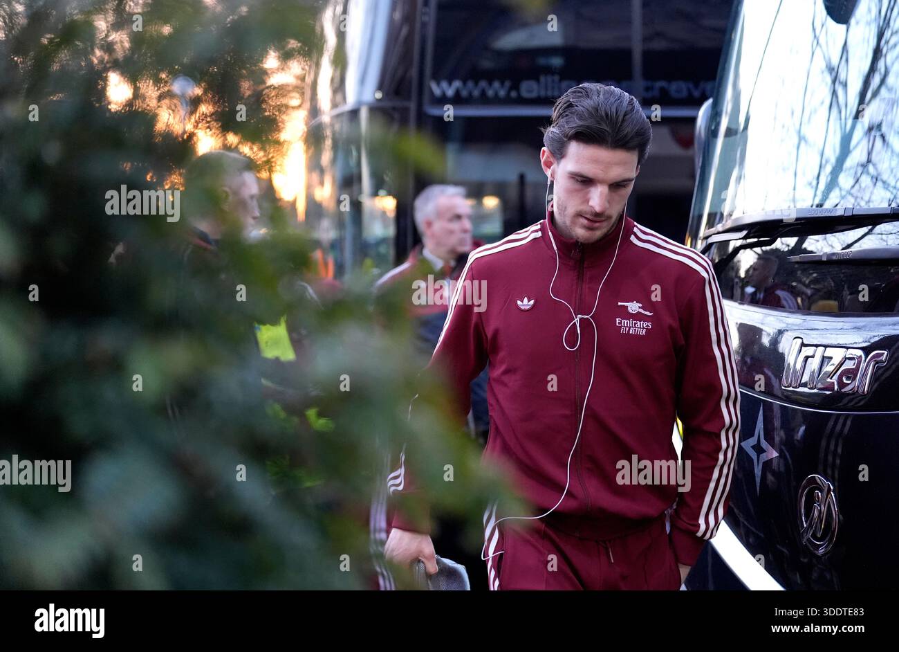 Arsenal's Declan Rice arriving before the Premier League match at the ...