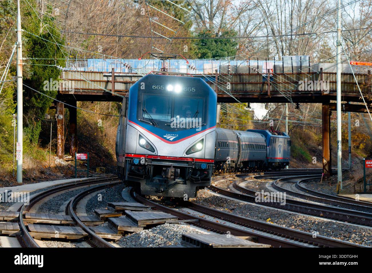 Amtrak Track Keystone Train approaching Narberth Stock Photo - Alamy