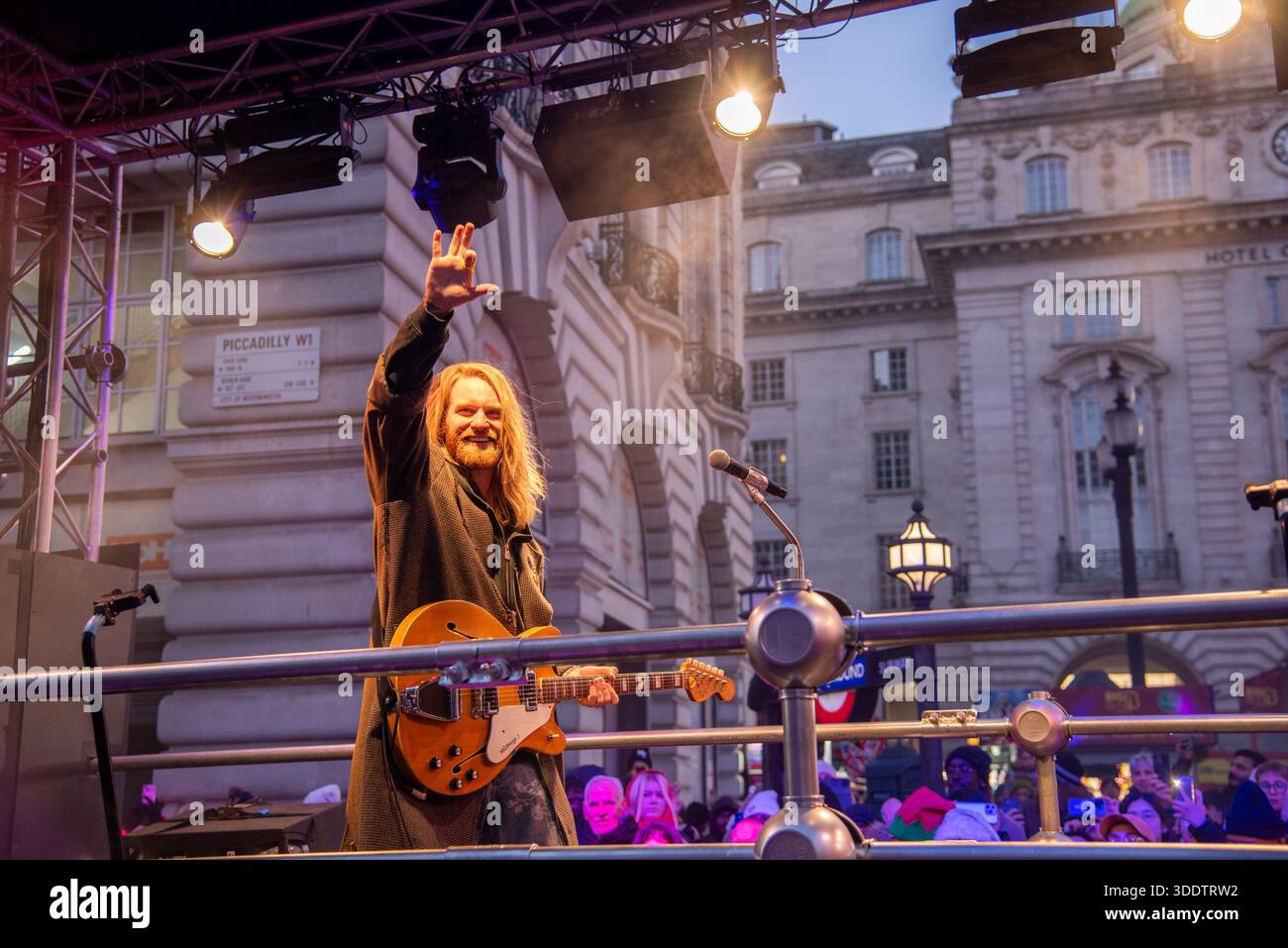 Musician Sam Ryder performs during the London New Year’s Day Parade ...